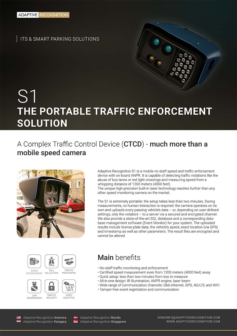 S1 ANPR Camera for Portable Speed & Traffic Enforcement - Adaptive ...