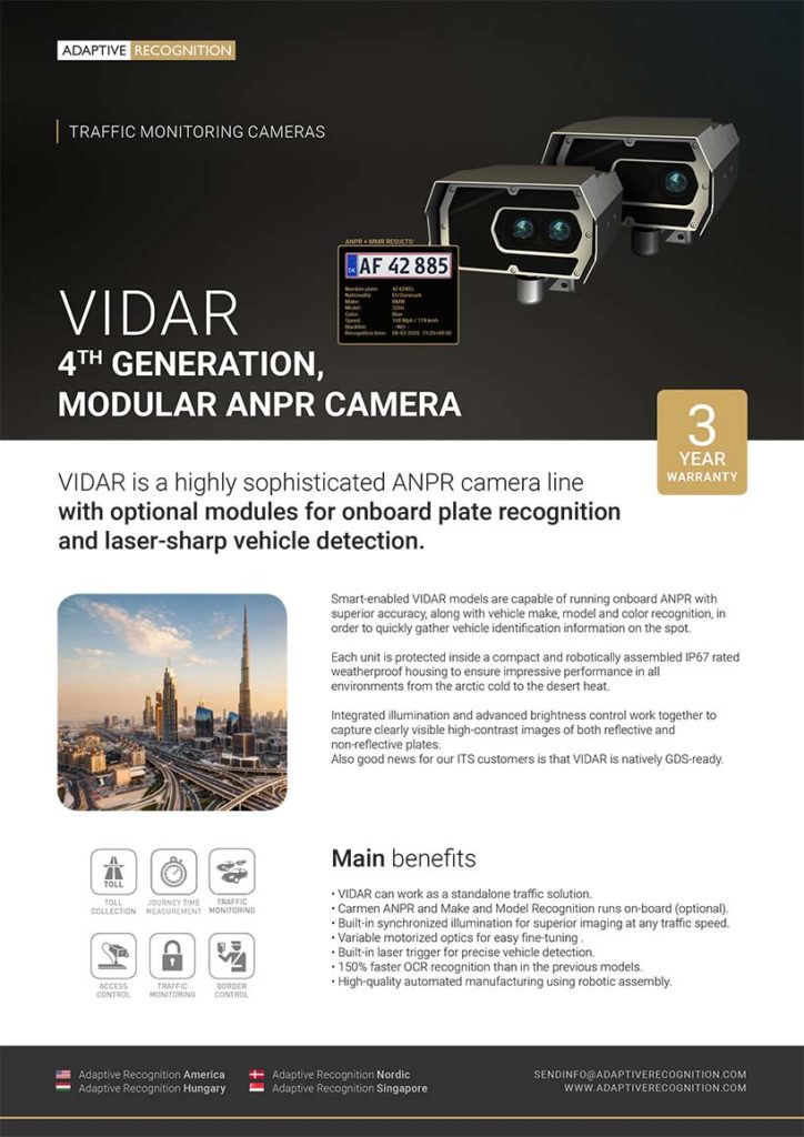 Vidar ANPR Cameras for Any Type of Traffic Monitoring - Adaptive ...