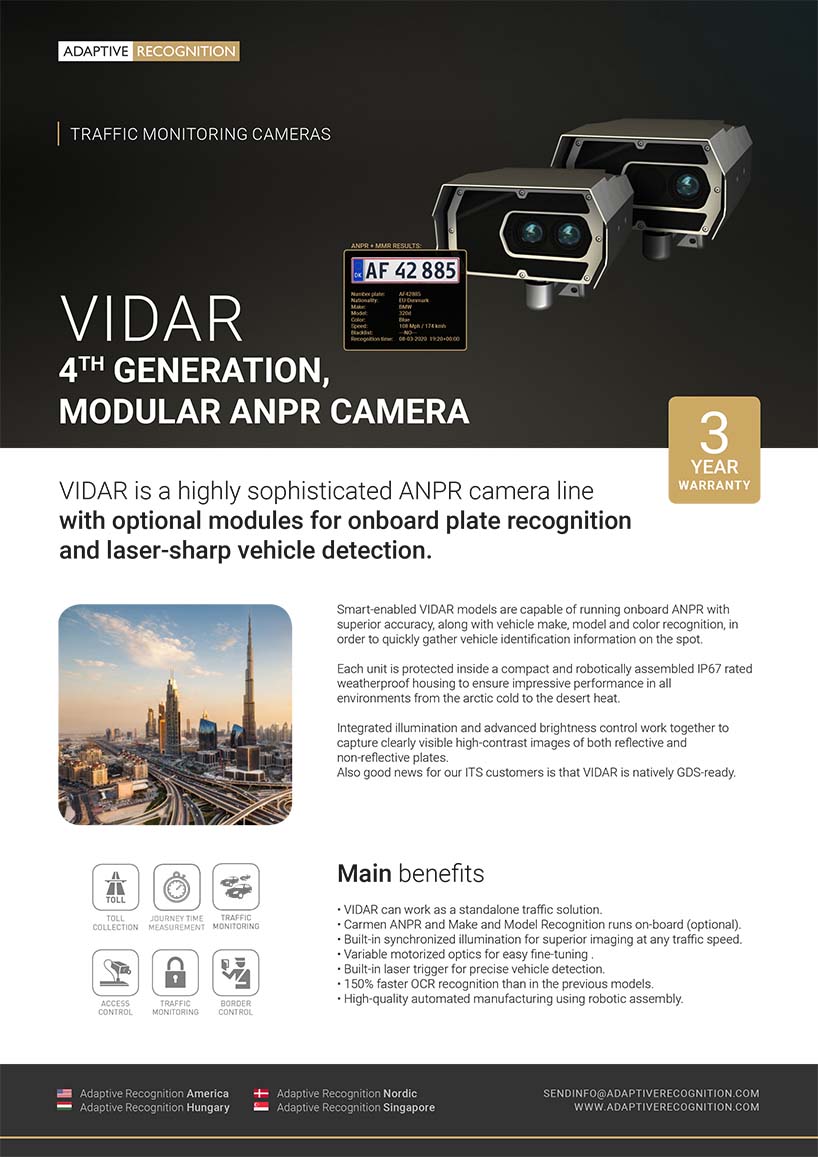 Vidar ANPR Cameras for Any Type of Traffic Monitoring - Adaptive ...