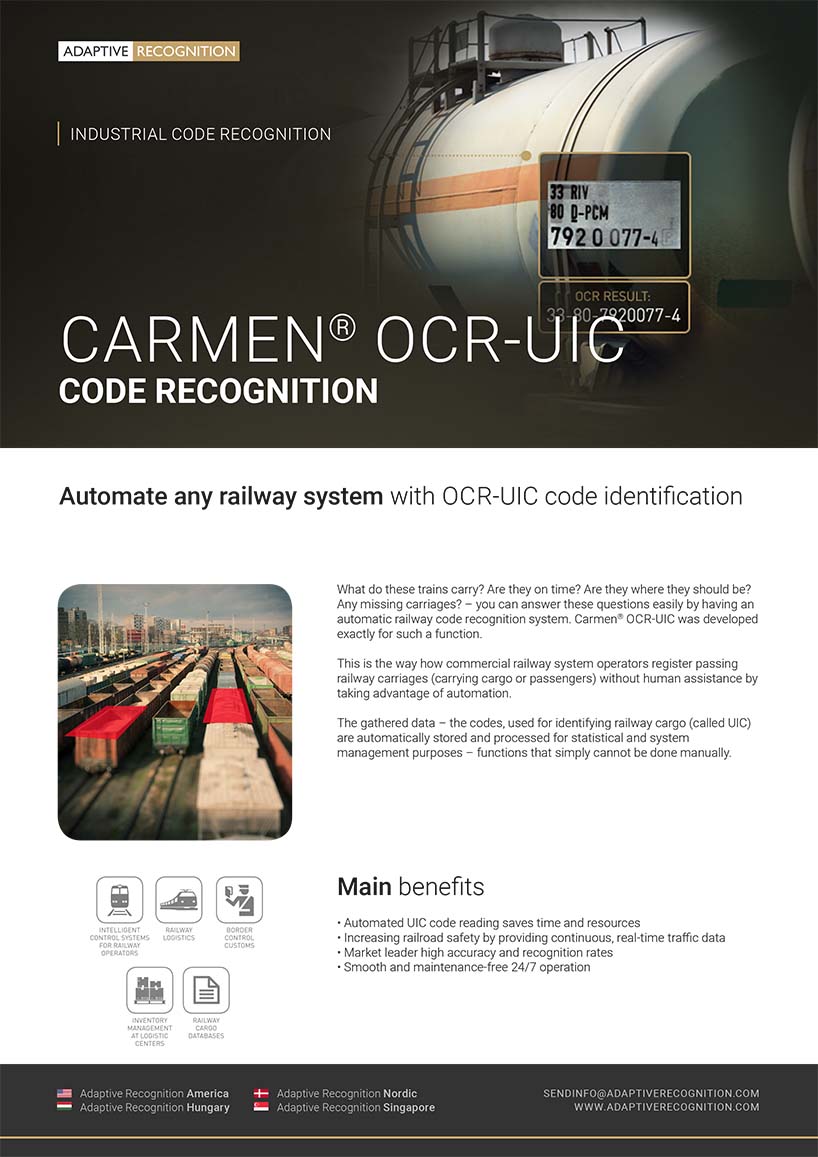 Carmen® Ocr Uic Software Library For Railway Code Recognition