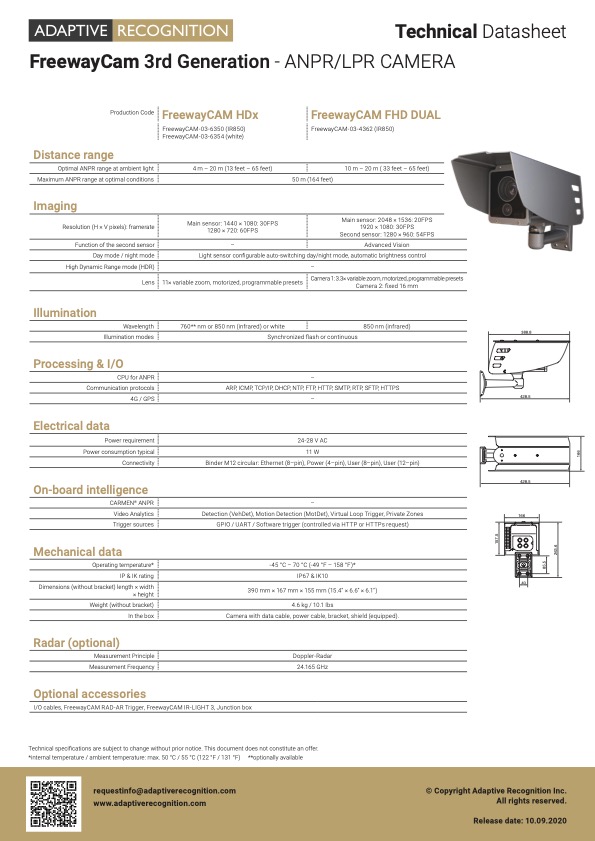 3rd generation cameras - Adaptive Recognition's documents