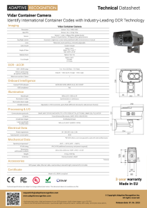 Vidar Container Camera for Container Code Capturing - Adaptive ...