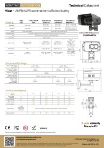 Vidar ANPR Cameras for Any Type of Traffic Monitoring - Adaptive Recognition's documents