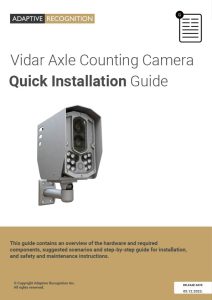 Vidar Axle Camera for Vehicle Axle Counting - Adaptive Recognition's documents