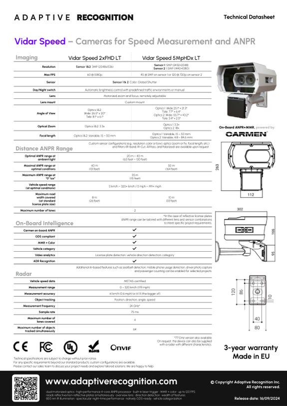 Vidar Speed Cameras for Speed Enforcement and ANPR - Adaptive ...